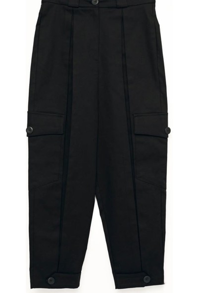 Qooq Düğme Paça Pantolon Siyah