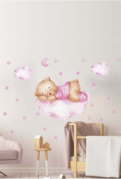 Kt Grup Pembe Pijamalı Ayıcık Bulutlar ve Yıldızlar Kız Çocuk Odası Duvar Sticker Kt Grup Pembe Pijamalı Ayıcık Bulutlar ve Yıldızlar Kız Çocuk Odası Duvar Sticker