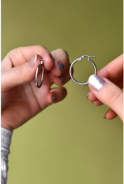 925 Ayar Gümüş Rodyum Kaplama Klipsli Halka Küpe