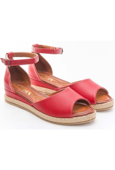 Modalem MD34237 Kırmızı Cilt Kadın Sandalet