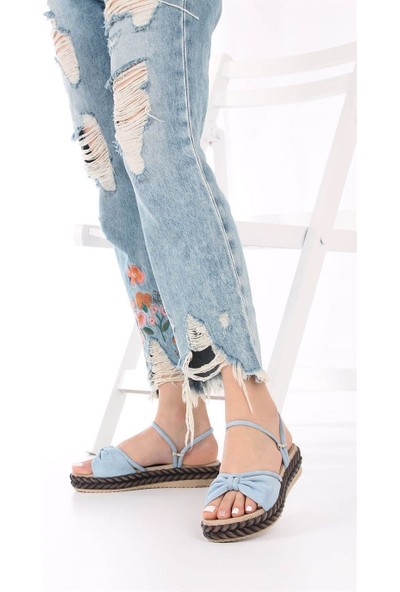 Modalem MD34881 Bebe Mavisi Süet Kadın Sandalet