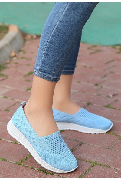 MD33947 Bebe Mavisi Triko Babet Kadın Ayakkabı MD33947 Bebe Mavisi Triko Babet Kadın Ayakkabı