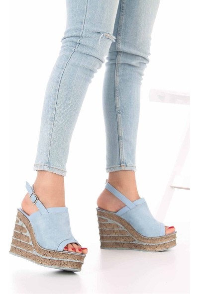 Modalem MD34655 Bebe Mavisi Süet Dolgu Topuk Kadın Sandalet Modalem MD34655 Bebe Mavisi Süet Dolgu Topuk Kadın Sandalet