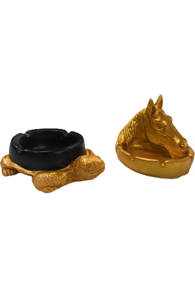 Anatomi Model 2'li At Başlı ve Kaplumbağa Küllük-Kül Tablası-Dekoratif