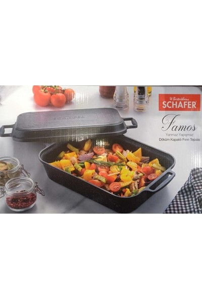 Schafer Famos Döküm Kapaklı Fırın Tepsisi Gri