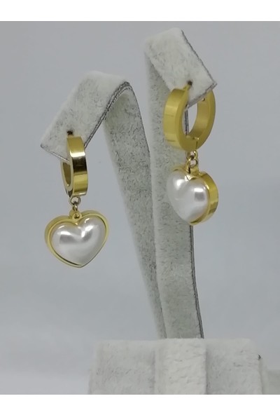 Eke Butik Inci Detaylı Kalpli Küpe