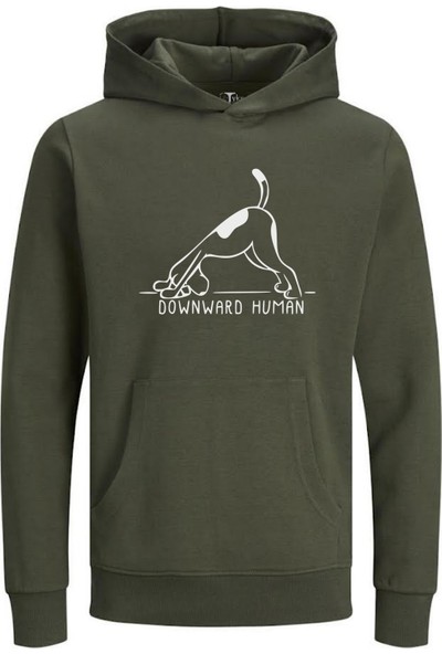 Tyke Aşağı Bakan Insan Yoga Baskılı Unisex Sweatshirt