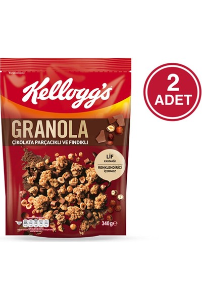 Kellogg's Granola Çikolata Fındıklı 340 gr x 2 Adet Kellogg's Granola Çikolata Fındıklı 340 gr x 2 Adet