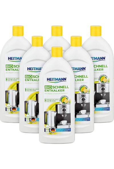 Heitmann Kahve Makineleri ve Sıcak Su Isıtıcıları Için Kireç Sökücü Sıvı 250ML x 6 Adet Heitmann Kahve Makineleri ve Sıcak Su Isıtıcıları Için Kireç Sökücü Sıvı 250ML x 6 Adet