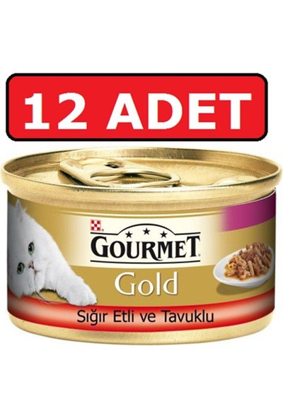 Gourmet Gold Sığır Etli ve Tavuklu Kedi Konservesi 12 Adet 85 gr Yaş Mama Gourmet Gold Sığır Etli ve Tavuklu Kedi Konservesi 12 Adet 85 gr Yaş Mama