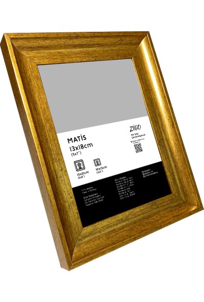Zigo Glass Matis Altın 13X18 Camlı Fotoğraf Çerçevesi