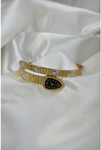 Hiya Accessory Çelik Saatli Cartier Bileklik Gold 18CM Hiya Accessory Çelik Saatli Cartier Bileklik Gold 18CM