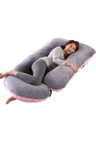 Aymina Home Hamile Yastığı 5 Farklı Bölge Destekli Gri-Pembe (Astarlı) (Çantalı) 83X150 cm Aymina Home Hamile Yastığı 5 Farklı Bölge Destekli Gri-Pembe (Astarlı) (Çantalı) 83X150 cm