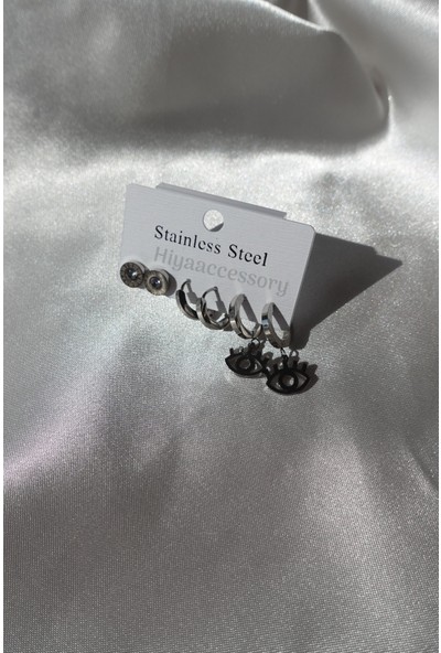 Hiya Accessory Çelik 6'li Silver Küpe Hiya Accessory Çelik 6'li Silver Küpe