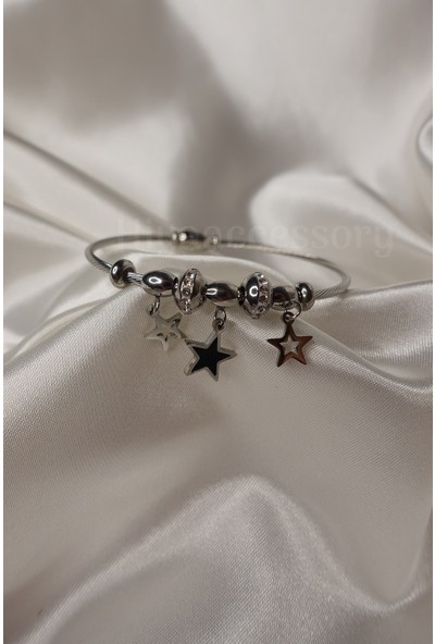 Hiya Accessory Çelik Yıldızlı Silver Bileklik 18CM Hiya Accessory Çelik Yıldızlı Silver Bileklik 18CM