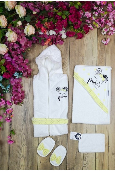 Miniworld Kız Fiyonklu Prenses Bornoz Seti-Sarı Miniworld Kız Fiyonklu Prenses Bornoz Seti-Sarı