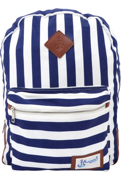 Anemoss Lacivert Çizgili Sırt Çantası