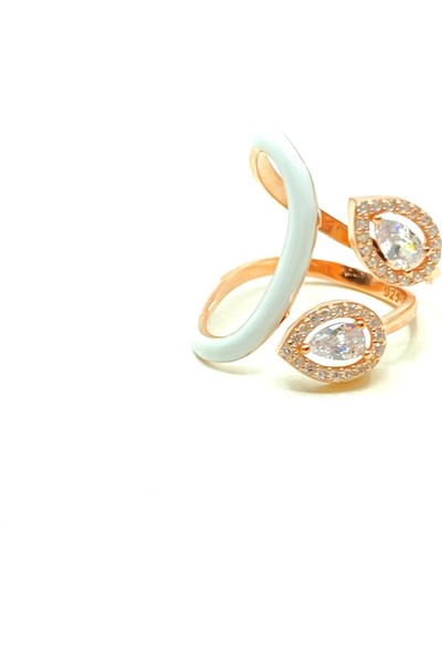 Miss Happiness Arcadia Dual Damla Yüzük - Beyaz Mine