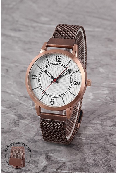 POLO55 PLKHM001R06 Kendinden Desenli Rakamlı Kadran,hasır Örme Mıknatıslı Kordon, Kahverengi Kol Saati POLO55 PLKHM001R06 Kendinden Desenli Rakamlı Kadran,hasır Örme Mıknatıslı Kordon, Kahverengi Kol Saati