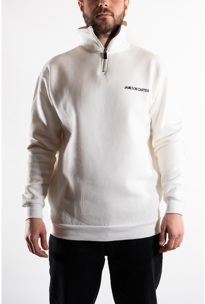 Detaylı Half Zip Boğazlı Sweatshirt
