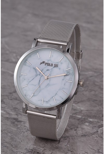 POLO55 Mermer Desenli Kadran Hasır Kordon