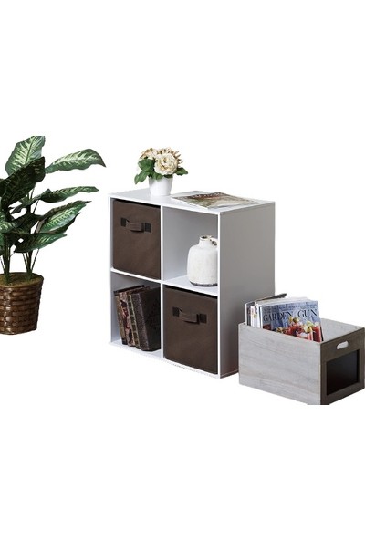 Zfr Dekor Beyaz Kitaplık Çok Amaçlı Dolap Oyuncak Dolabı 4 Gözlü Düzenleyici Dolapzfr-Raf-01