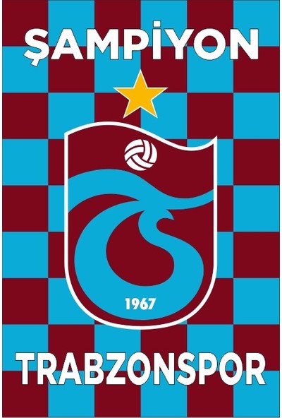 Flama Bayrak Şampiyon Trabzonspor Bayrağı Çift Yönlü Raşel Kumaş 150 x 225 cm Flama Bayrak Şampiyon Trabzonspor Bayrağı Çift Yönlü Raşel Kumaş 150 x 225 cm