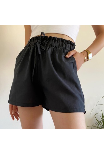 Irems Boutique Beli Lastikli Keten Şort Irems Boutique Beli Lastikli Keten Şort