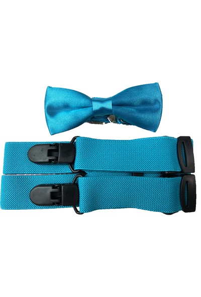 Kemer Sepeti Turkuaz Çocuk Pantolon Askısı ve Papyon Kombini Kemer Sepeti Turkuaz Çocuk Pantolon Askısı ve Papyon Kombini