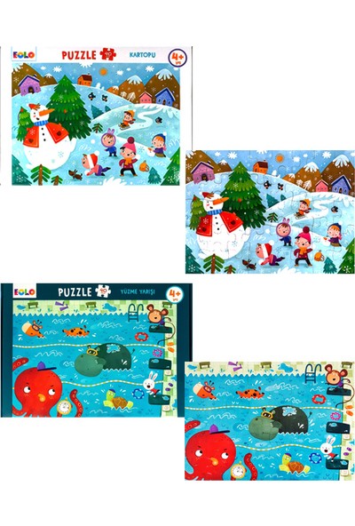 Eolo +4 Yaş Kartopu ve Yüzme Yarışı 2'li Yer Puzzle Set (Eolo) Eolo +4 Yaş Kartopu ve Yüzme Yarışı 2'li Yer Puzzle Set (Eolo)