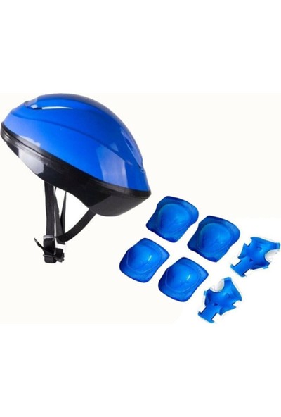 Mix Oyuncak Kask Dizlik Dirseklik Bileklik Koruması Set Çocuk Koruma Mavi