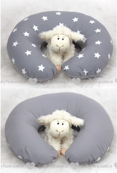 BabyNest Emzirme Yastığı ve Destek Minderi Gri Yıldız ve Gri (Beyaz Biyeli) BabyNest Emzirme Yastığı ve Destek Minderi Gri Yıldız ve Gri (Beyaz Biyeli)