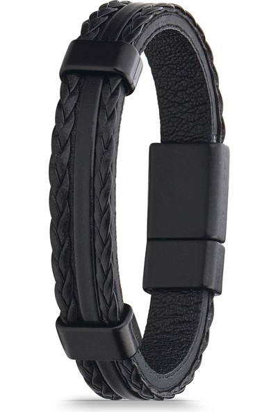 Duke Nickle Deri Örgü Detaylı Klipsli Bileklik DEBL2028 Duke Nickle Deri Örgü Detaylı Klipsli Bileklik DEBL2028