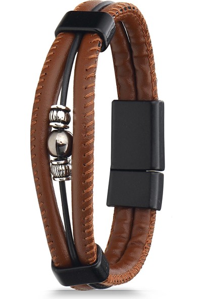 Duke Nickle Deri Örgü Detaylı Boncuklu Klipsli Bileklik DEBL2029 Duke Nickle Deri Örgü Detaylı Boncuklu Klipsli Bileklik DEBL2029