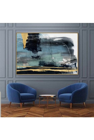 Tablo Plus Gold N Navy Soyut Yağlı Boya Dokulu Tablo Tablo Plus Gold N Navy Soyut Yağlı Boya Dokulu Tablo