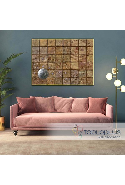 Yuvarlak Çizgili Obje Yağlı Boya Dokulu Tablo