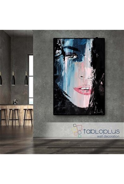 Tablo Plus Face Mavi Yağlı Boya Dokulu Tablo