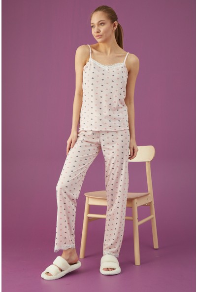 Kadın Ip Askılı Desenli Pijama Takımı Tampap 3501 Kadın Ip Askılı Desenli Pijama Takımı Tampap 3501