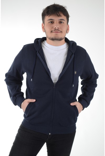 Wearz 3 Ip Kalın Şardonlu Fermuarlı Kapüşonlu Sweatshirt Hırka