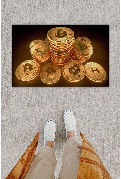 Silkcoat Home Dijital Baskı Dekoratif Çoklu Bitcoin Gold Kapı Önü Paspası PS1222 Silkcoat Home Dijital Baskı Dekoratif Çoklu Bitcoin Gold Kapı Önü Paspası PS1222