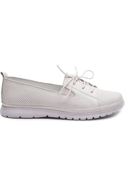 Bulldozer BUL-221517 Deri Beyaz Kadın Düz Ayakkabı
