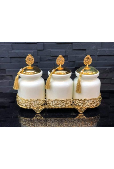 Interlife 3 Lü Lüx Baharatlık Krem Gold Acv2422