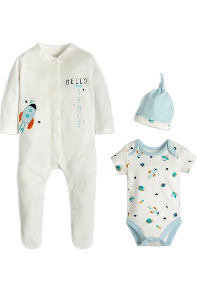 Miny Center Erkek Bebek Body'li Set 3 Lü Ekru Miny Center Erkek Bebek Body'li Set 3 Lü Ekru