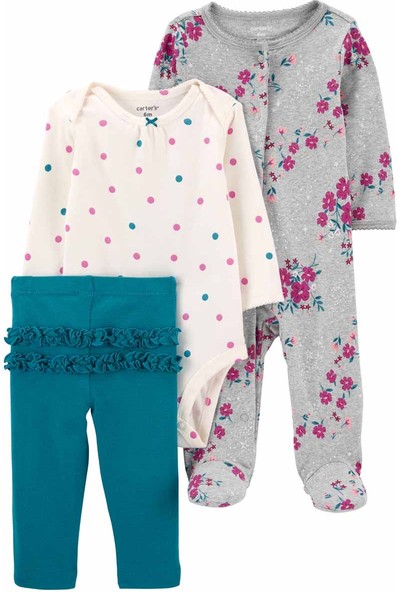 Carter's Kız Bebek Tulum Body Pantolon 3'lü Paket Gri Carter's Kız Bebek Tulum Body Pantolon 3'lü Paket Gri