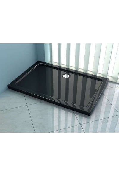 Siyah Dikdörtgen Flat Duş Teknesi Siyah Dikdörtgen Flat Duş Teknesi