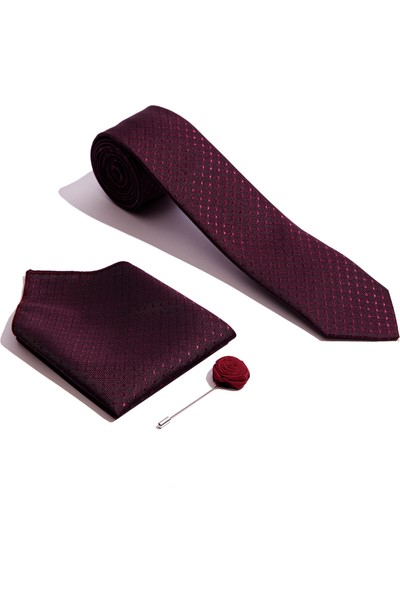 Pierre Cardin Bordo 3'lü Kravat Mendil Set 50252878-900