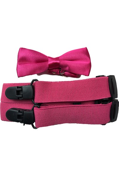 Kemer Sepeti Fuşya Çocuk Pantolon Askısı ve Papyon Kombini Kemer Sepeti Fuşya Çocuk Pantolon Askısı ve Papyon Kombini