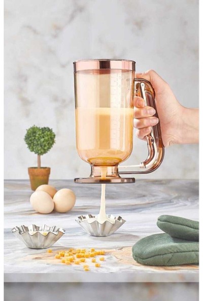 Ölçekli Pratik Sos ve Hamur Dağıtıcı (Akıtma) Porsiyonlayıcı Gold Bronz Bakır