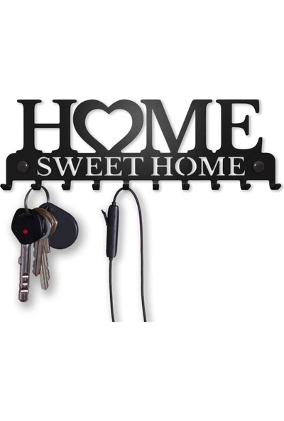 Home Sweet Home Yazı Desenli Dekoratif Metal Askılık, Anahtarlık, Çantalık, Duvar Tipi Home Sweet Home Yazı Desenli Dekoratif Metal Askılık, Anahtarlık, Çantalık, Duvar Tipi