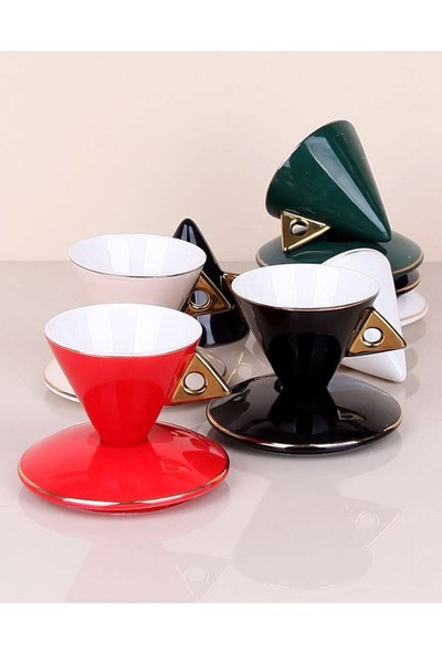 6 Kişilik Porselen Renkli Fincan Takımı